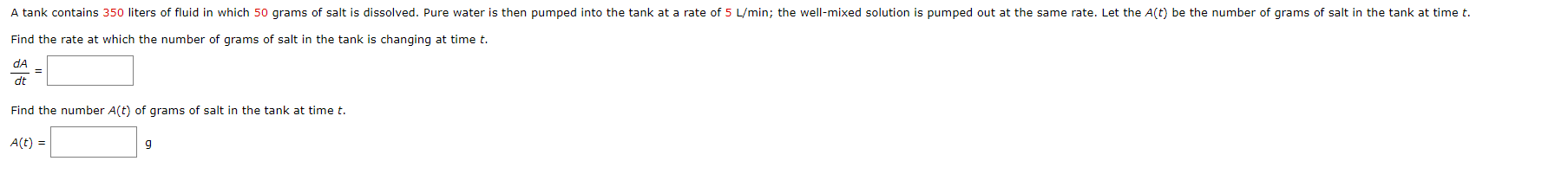 Solved Find the rate at which the number of grams of salt in | Chegg.com