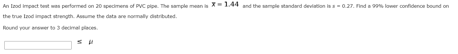 Solved An Izod impact test was performed on 20 specimens of | Chegg.com