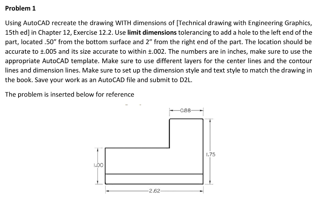 Solved Problem 1 Using AutoCAD recreate the drawing WITH | Chegg.com