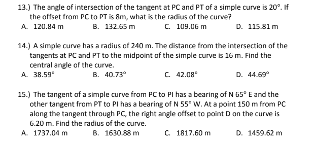 Solved 13.) The angle of intersection of the tangent at PC | Chegg.com