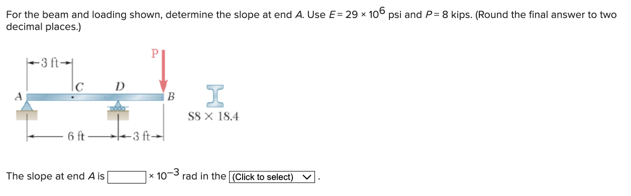 Solved For the beam and loading shown, determine the slope | Chegg.com