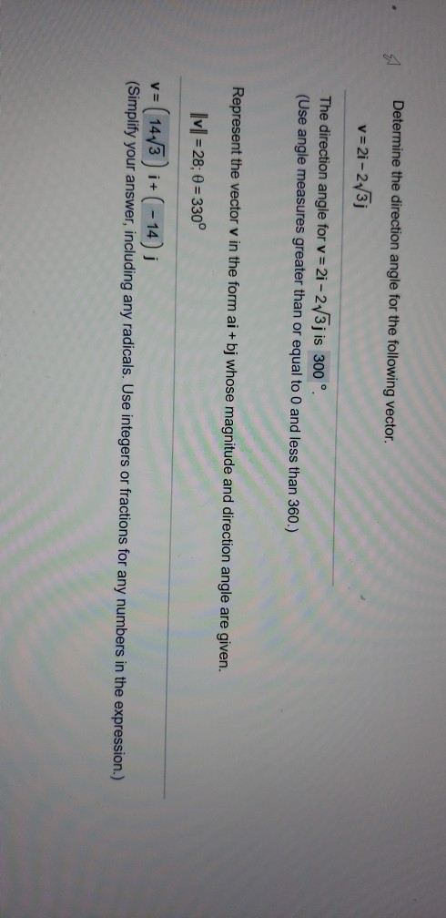 Solved Determine the direction angle for the following | Chegg.com