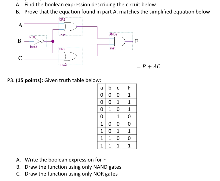 Solved A. Find the boolean expression describing the circuit | Chegg.com