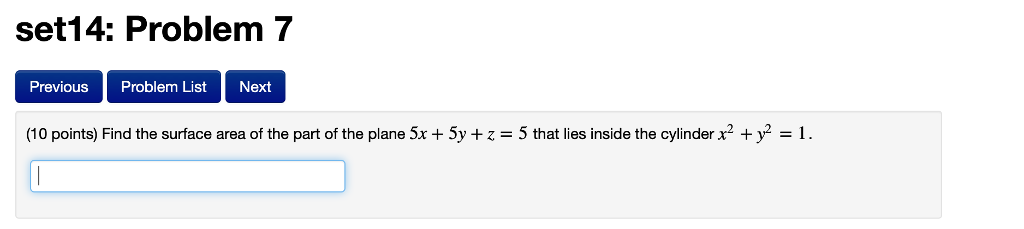 Solved set14: Problem 7 Previous Problem List Next (10 | Chegg.com