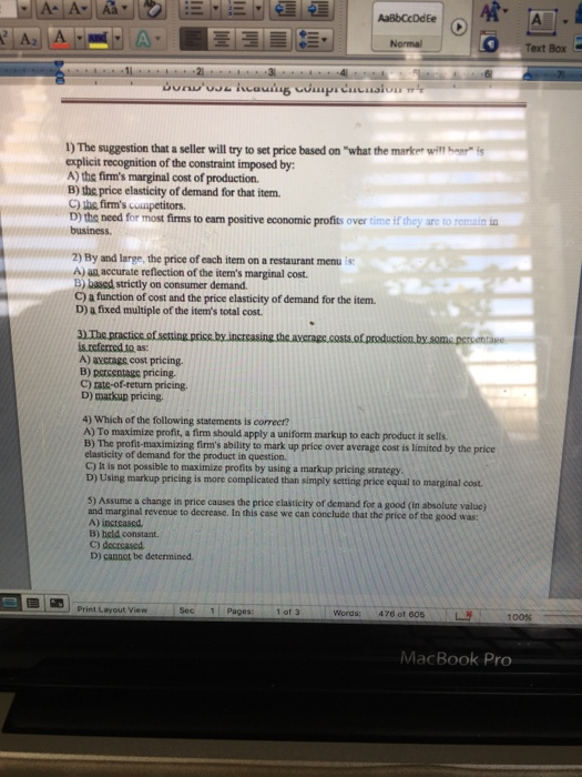 Solved AaBbCcDdEe Normal Text Box 1) The suggestion that a | Chegg.com