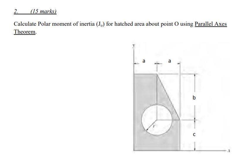 Solved 2. (15 marks) Calculate Polar moment of inertia (J.) | Chegg.com