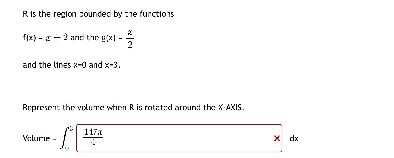 Solved A. R is the region bounded by the functions f(x) = | Chegg.com