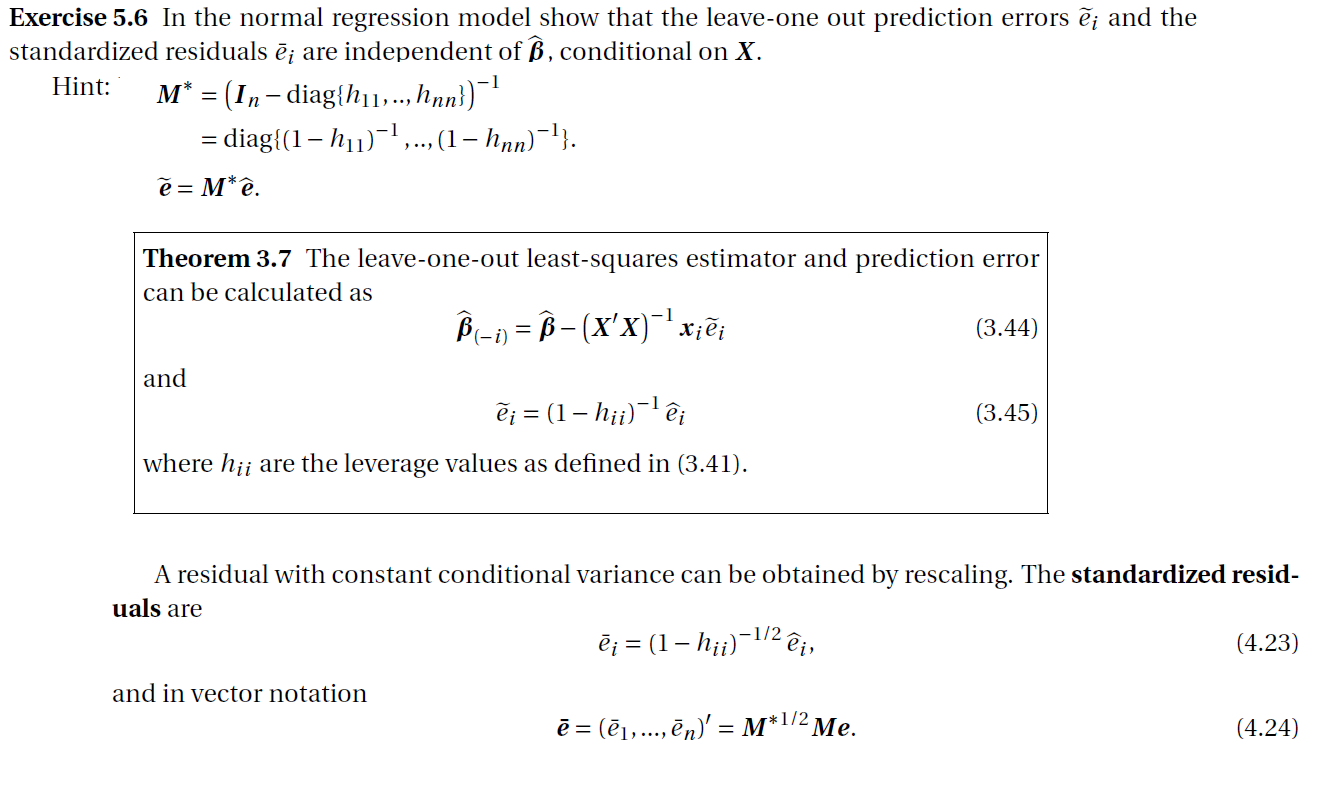 Solved xercise 5.6 In the normal regression model show that | Chegg.com