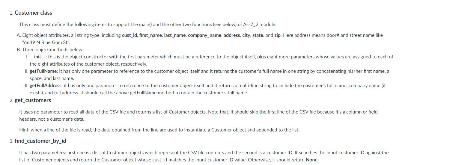 Solved Here is the starter code # 1. define Customer class | Chegg.com