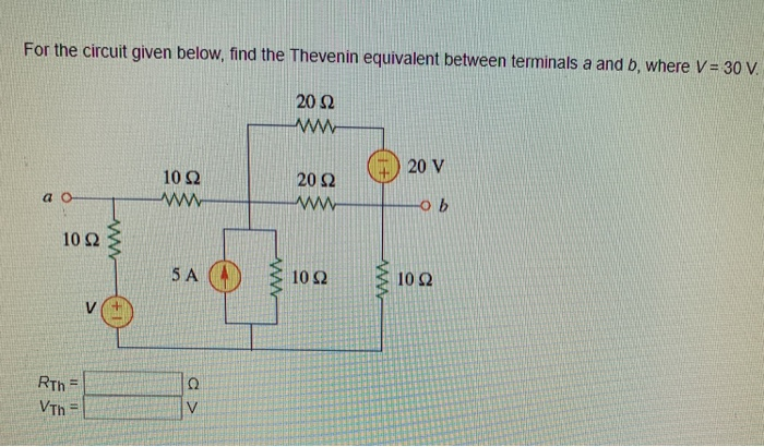 Solved For the circuit given below, find the Thevenin | Chegg.com