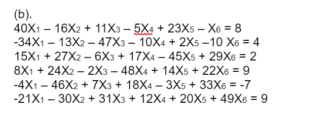 Solved 1. Determine the unknown variable by using LU | Chegg.com