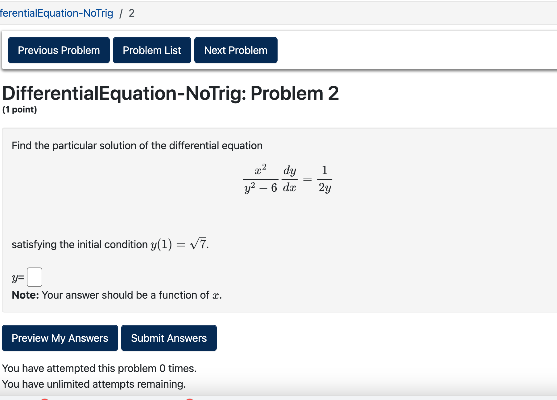 Solved ferentialEquation-NoTrig / 2 | Chegg.com