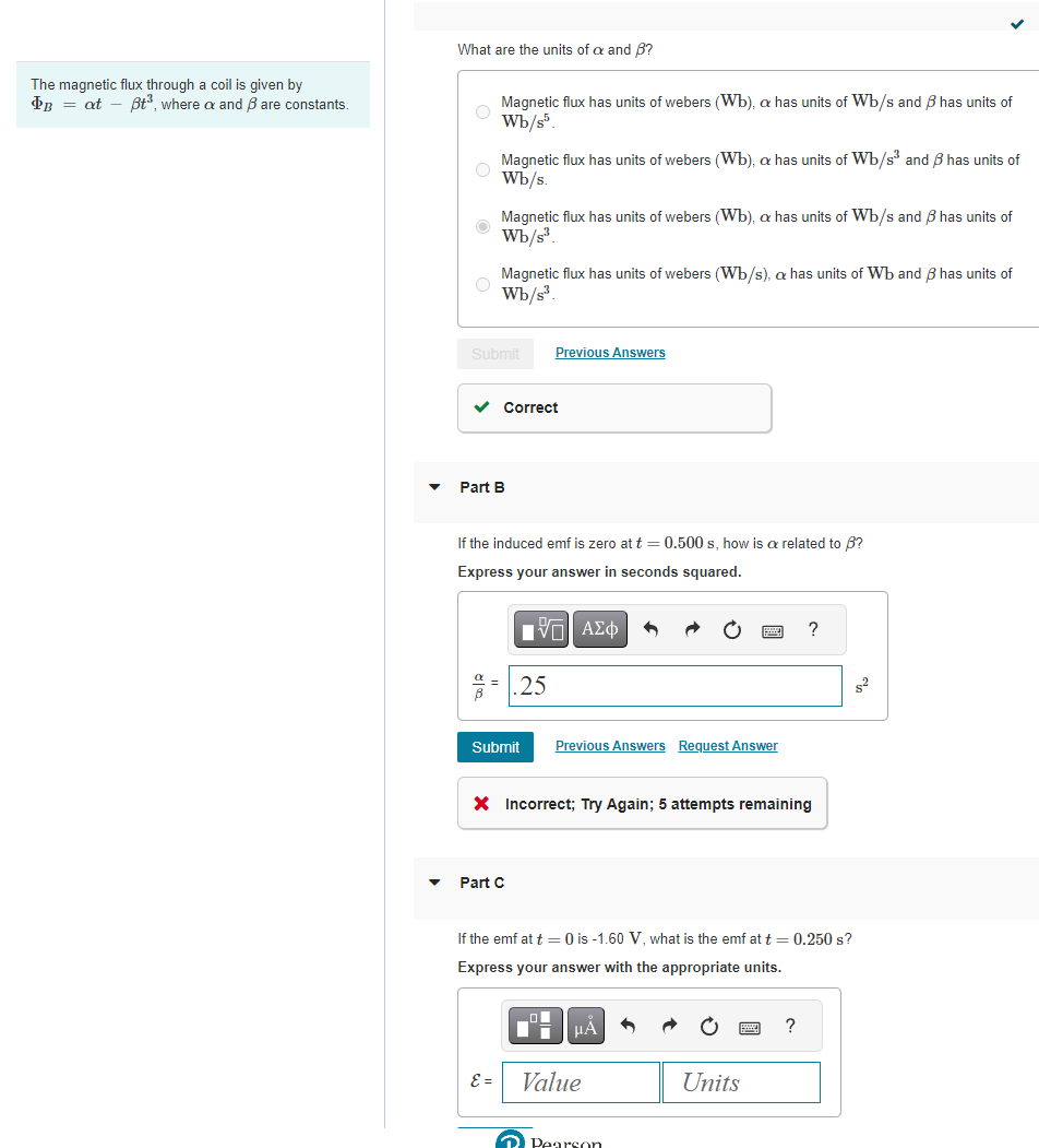 Solved What are the units of α and β ? The magnetic flux | Chegg.com