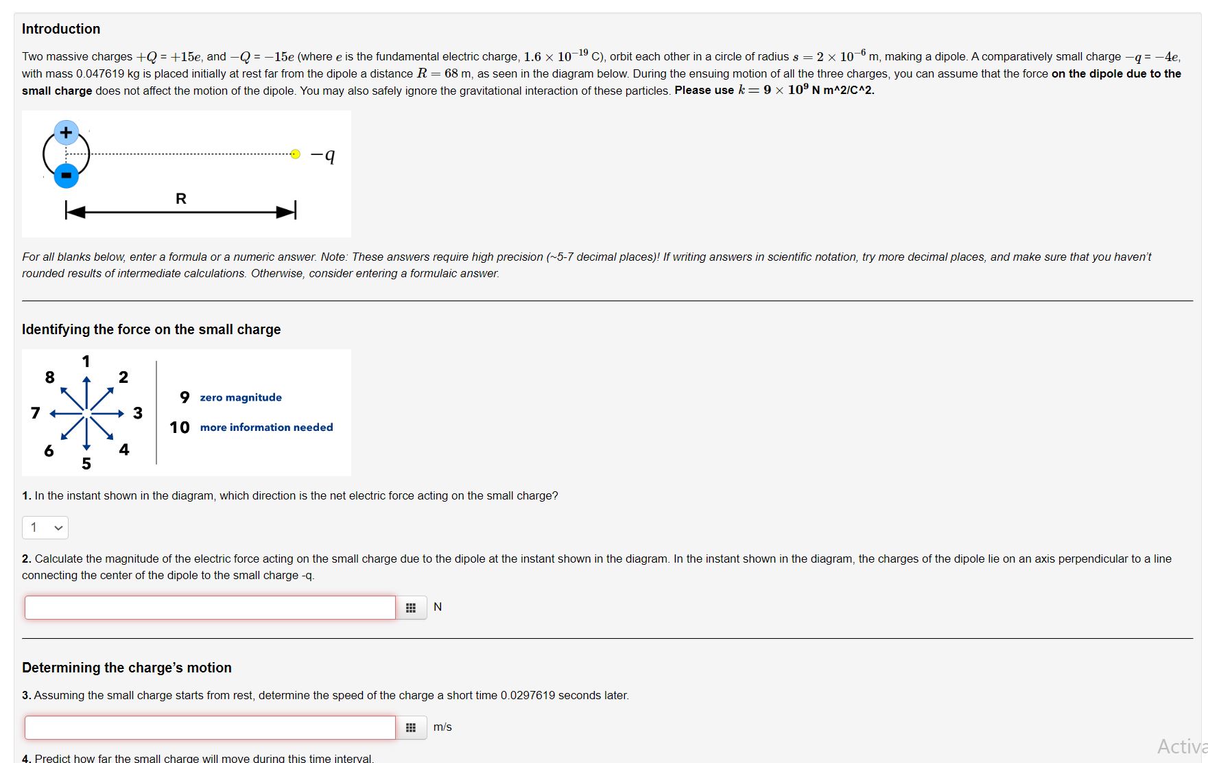 Solved small charge does not affect the motion of the | Chegg.com