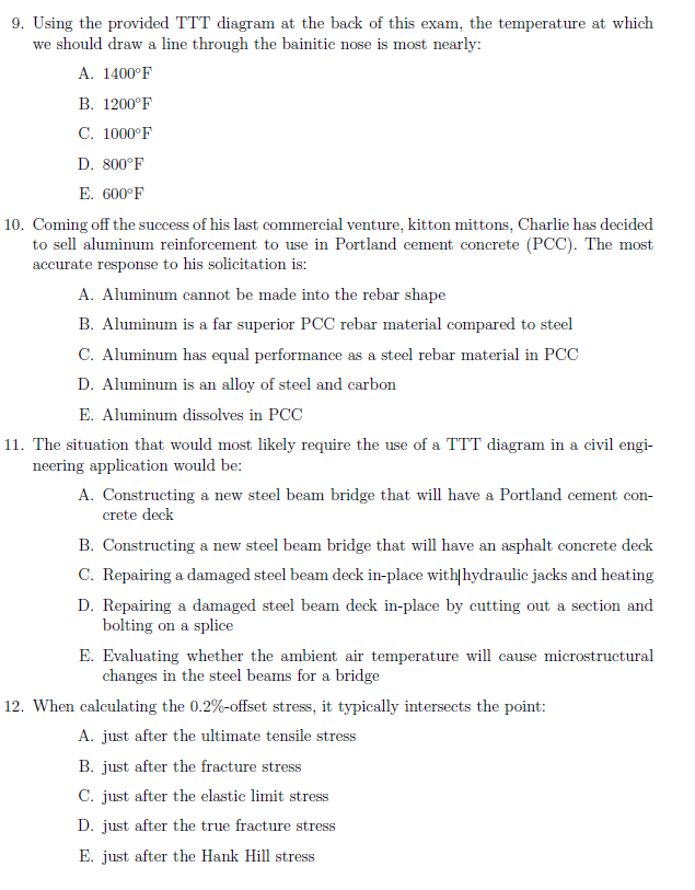 Solved 9. Using the provided TTT diagram at the back of this | Chegg.com