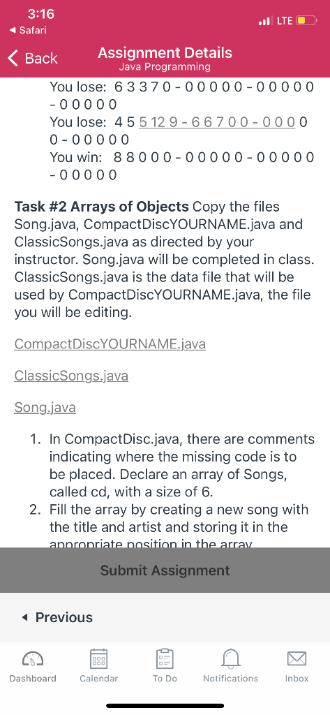 Solved 3:14 l LTE + + Back Assignment Details Java | Chegg.com