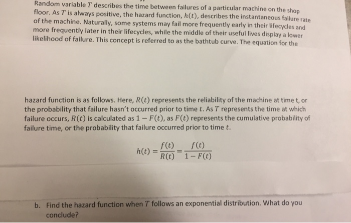 Solved Random variable T describes the time between failures | Chegg.com