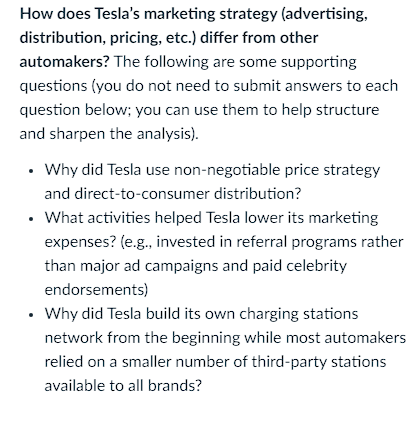 Solved How does Tesla's marketing strategy (advertising, | Chegg.com