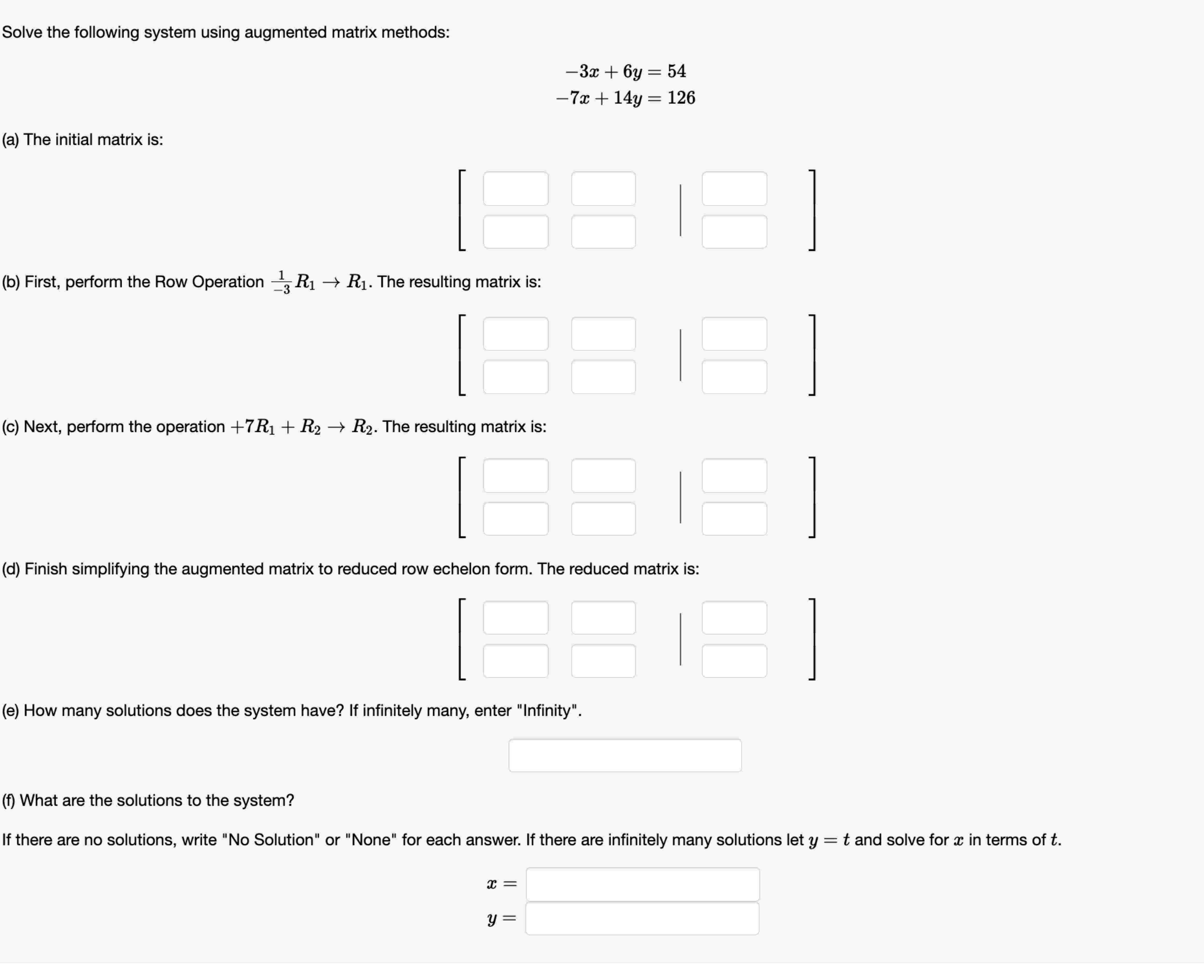 Solved Solve the following system using augmented matrix | Chegg.com