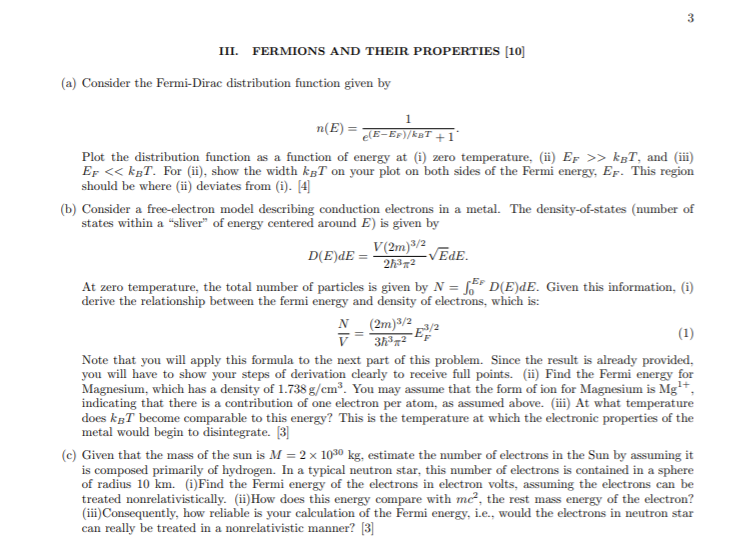 Solved 3 III. FERMIONS AND THEIR PROPERTIES (10) (a) | Chegg.com