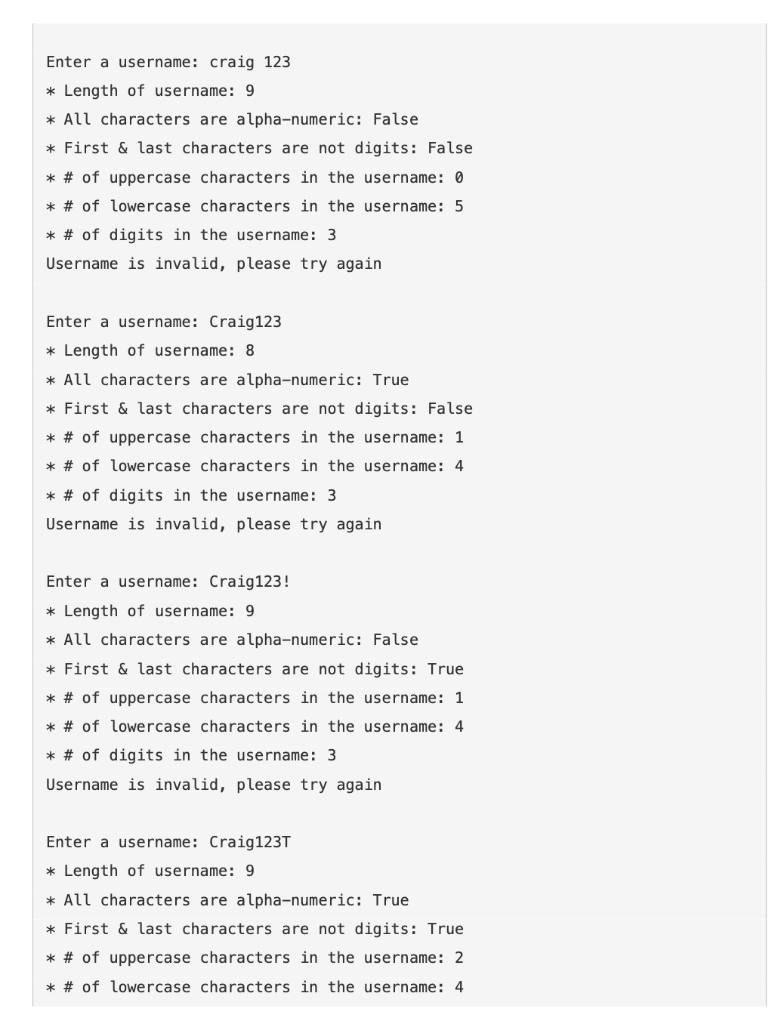 Solved You have been asked to write a username validation | Chegg.com