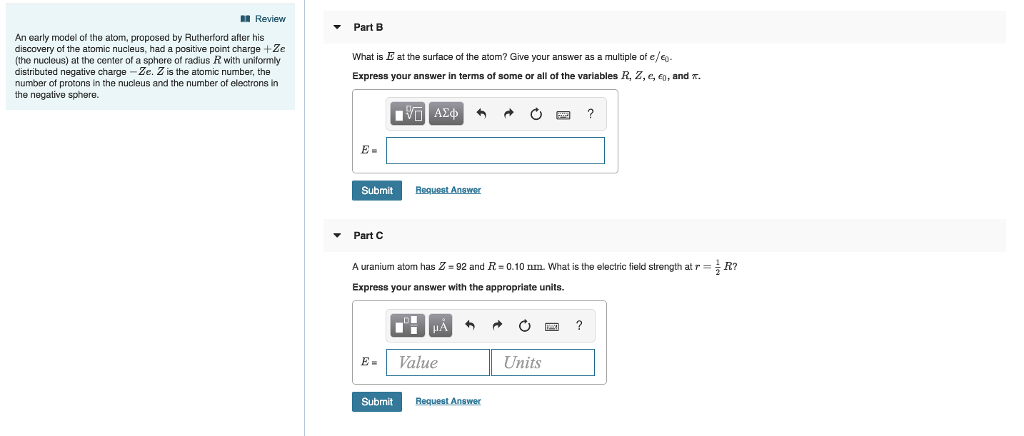 Solved Review Part B An early model of the atom, proposed by | Chegg.com
