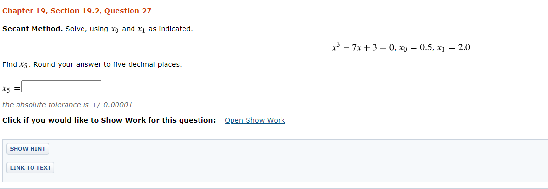 Solved Chapter 19, Section 19.2, Question 27 Secant Method. | Chegg.com
