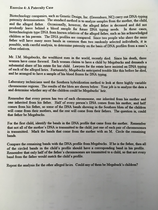 Solved Exercise 4: A Paternity Case paternity | Chegg.com