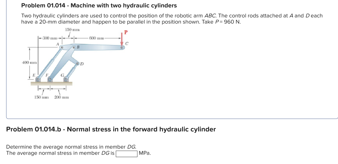Solved Problem 01.014 - Machine with two hydraulic cylinders | Chegg.com