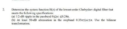 Solved Determine the system function H(z) of the | Chegg.com