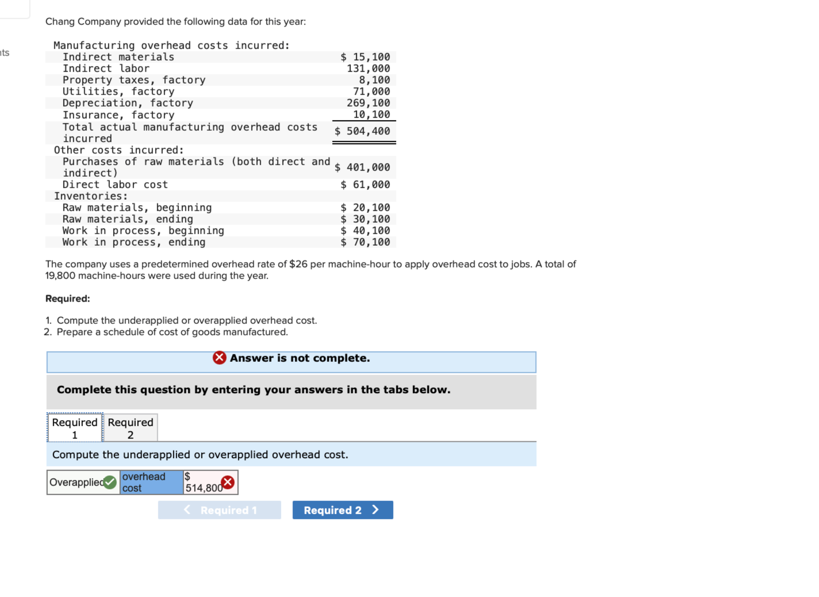 Solved The company uses a predetermined overhead rate of $26 | Chegg.com