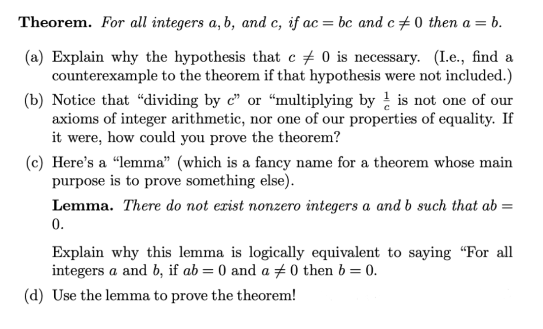 Solved For part (d), please add the additive inverse of bc | Chegg.com