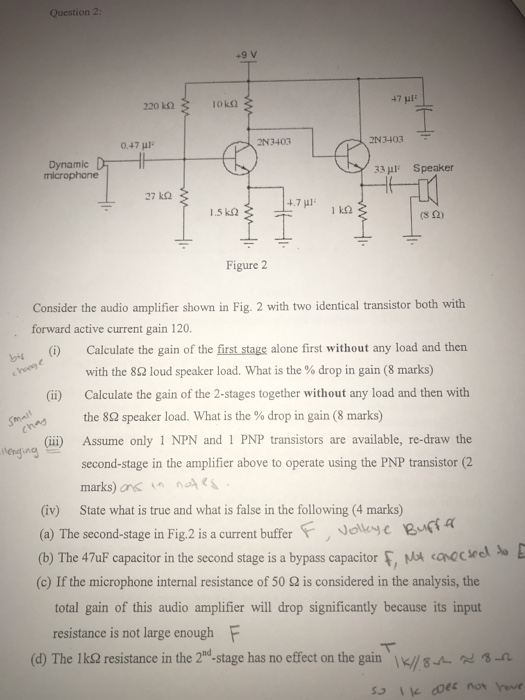 Solved Question 2: +9 V 47,1; 220 ㏀ N3403 2N3403 0.47 μ | Chegg.com