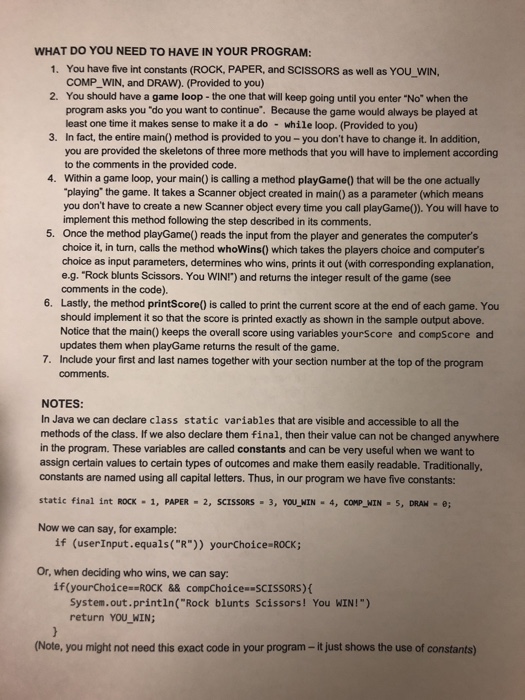 Solved Project 1: "Rock, Paper, Scissors". due | Chegg.com