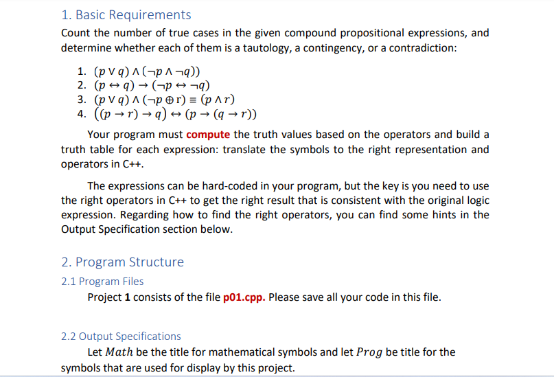 Solved 1. Basic Requirements Count the number of true cases | Chegg.com