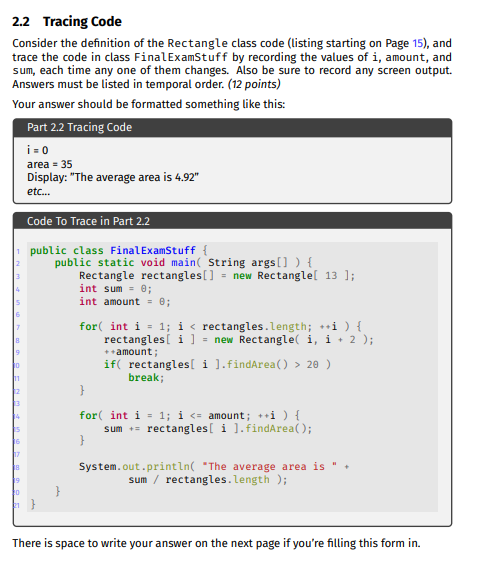 2.2 Tracing Code Consider the definition of the | Chegg.com