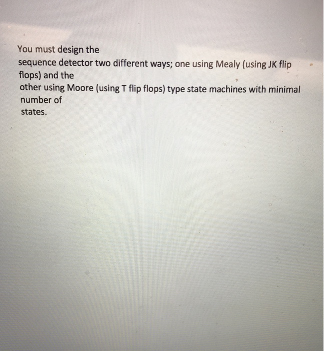 Solved You Must Design The Sequence Detector Two Different