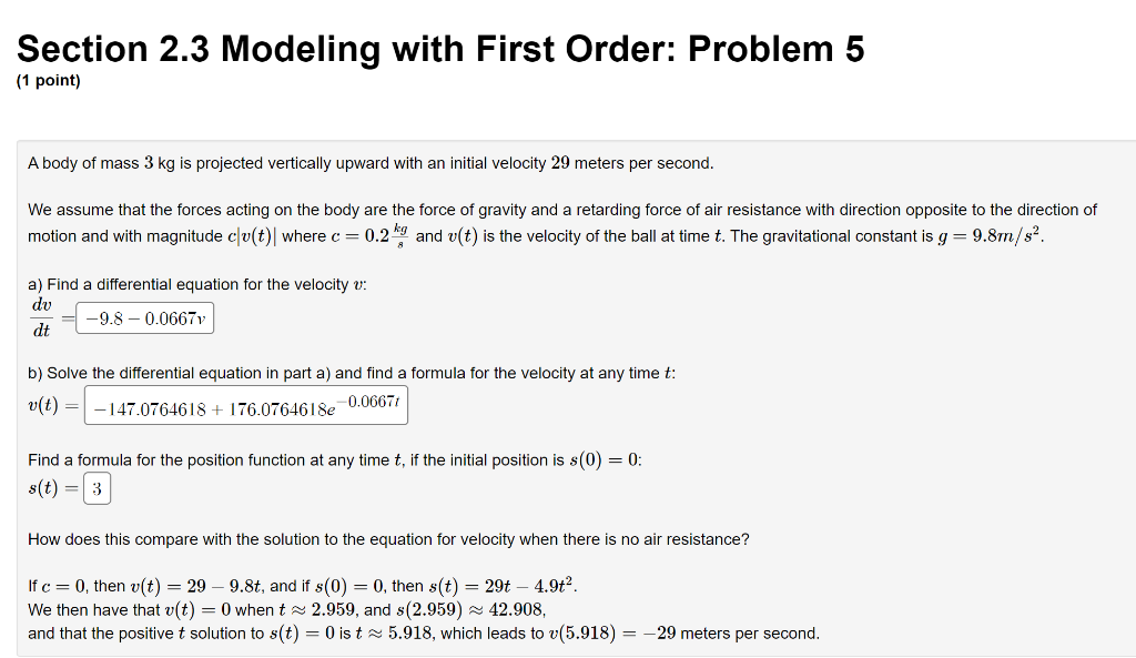 Solved Section 2 3 Modeling With First Order Problem 5 1