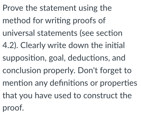 Solved Problem on canvas: Prove the statement "For any | Chegg.com