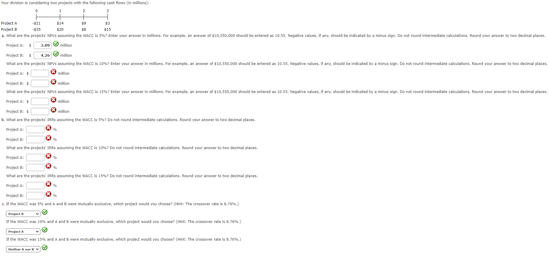 Solved Your division is considering two projects with the | Chegg.com