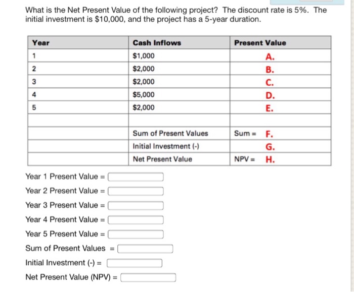 Solved What is the Net Present Value of the following | Chegg.com