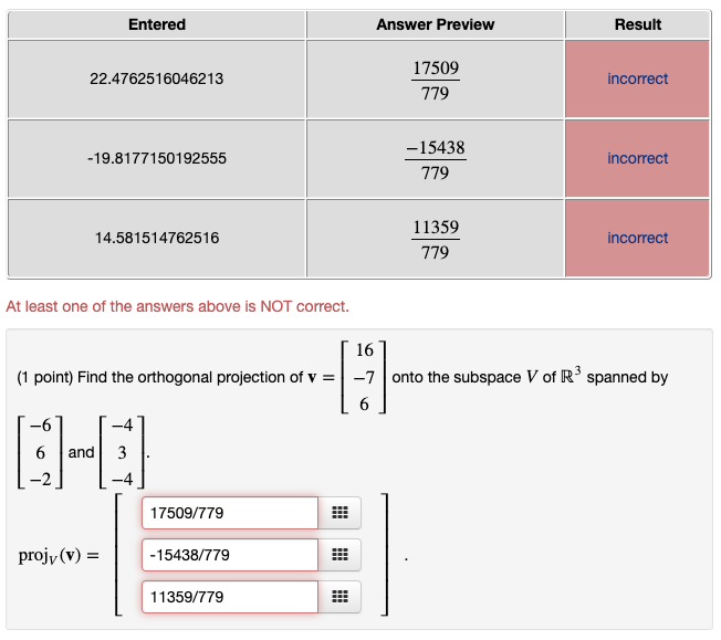 Solved Find the orthogonal projection of | Chegg.com