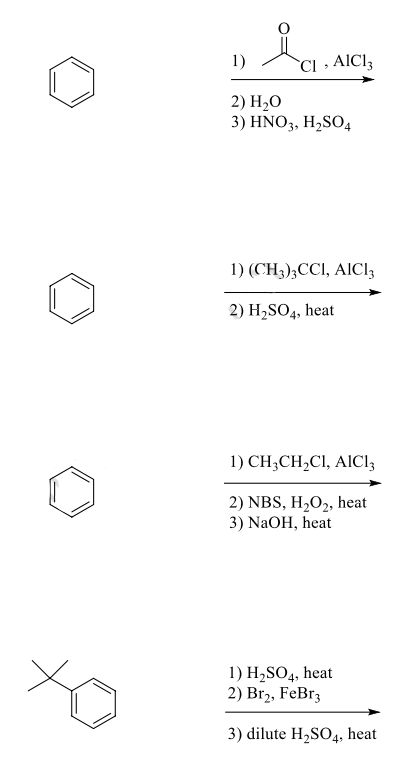 Solved ia 1) CI, AICI 2) H2O 3) HNO3, H2SO4 1) (CH3)3CCI, | Chegg.com