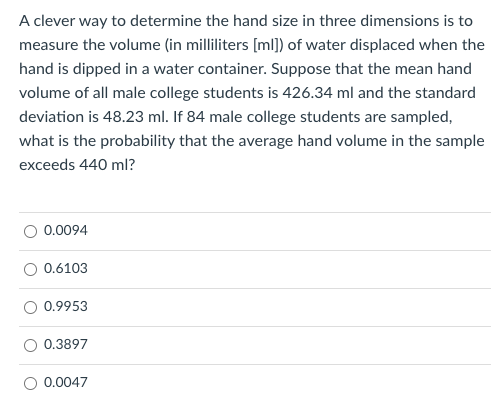 Solved A clever way to determine the hand size in three | Chegg.com