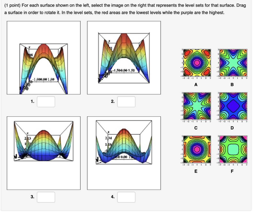 Solved (1 point) For each surface shown on the left, select | Chegg.com