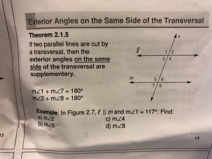 Solved Exterior Angles on the Same Side of the Transversal | Chegg.com