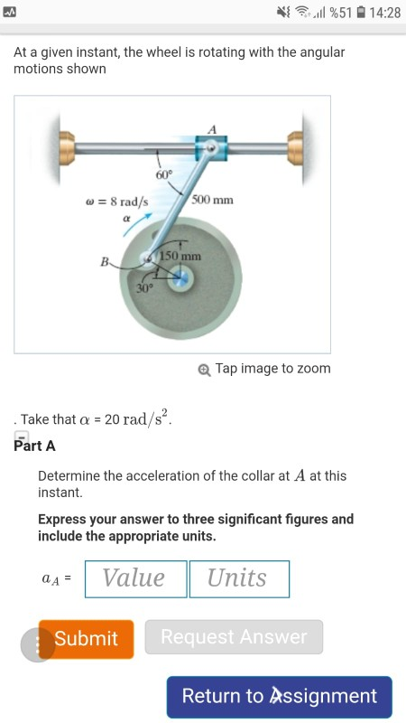 Solved ap{ -..il %512 14:28 At a given instant, the wheel is | Chegg.com