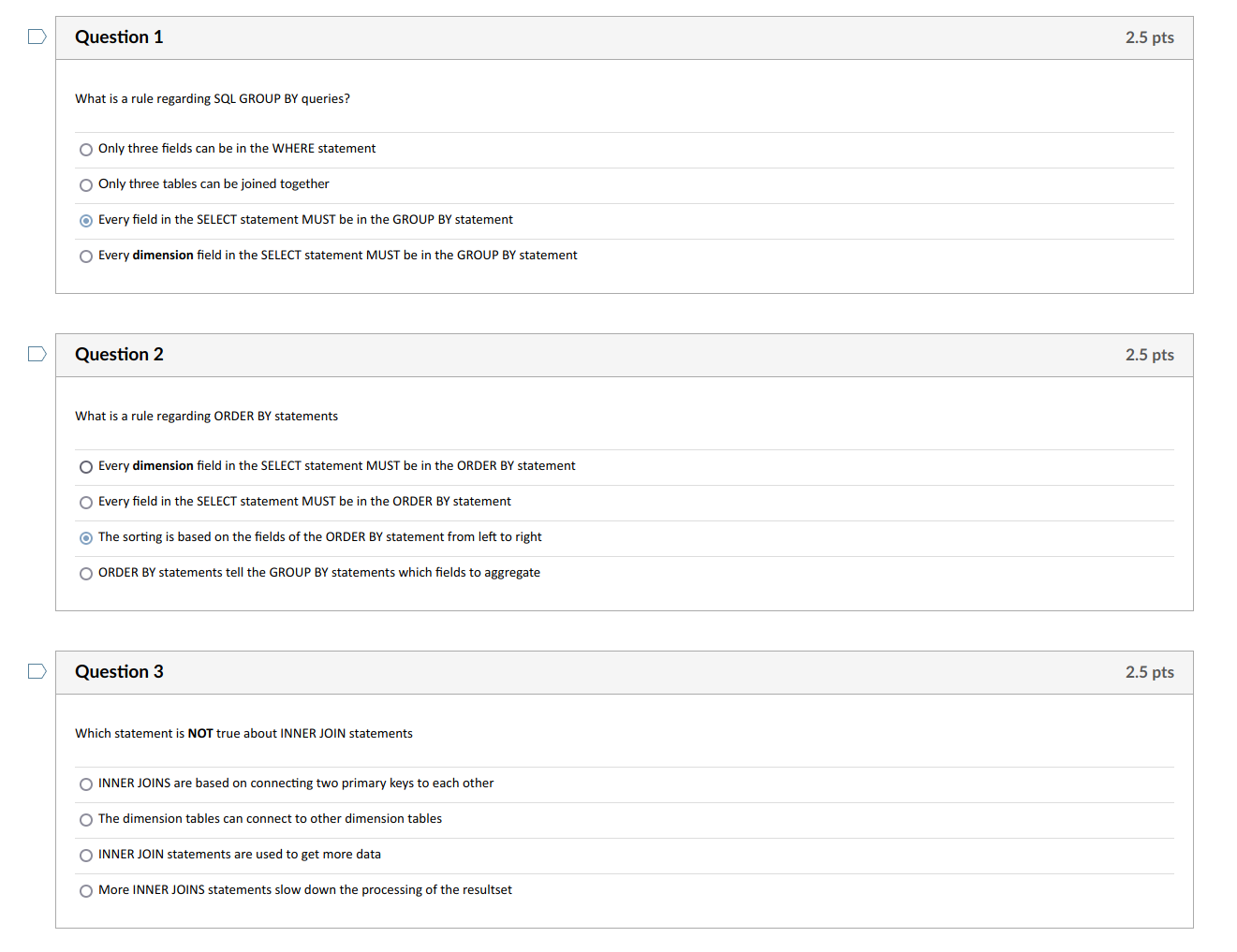 Solved What is a rule regarding SQL GROUP BY queries? Only | Chegg.com