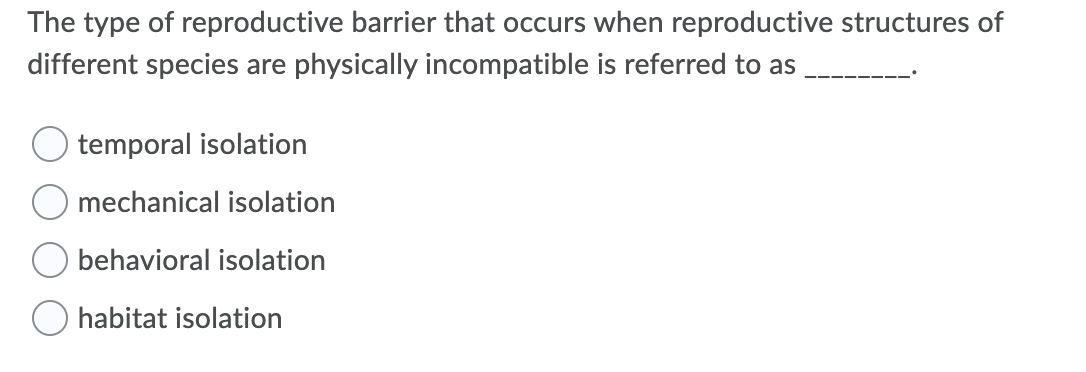 Solved The type of reproductive barrier that occurs when | Chegg.com