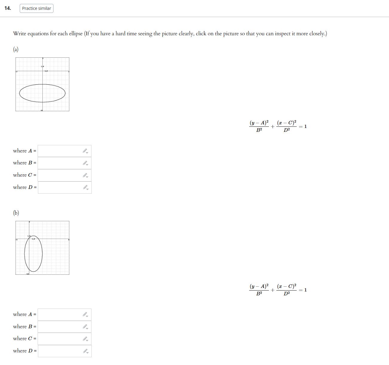 Solved Write equations for each ellipse (If you have a hard | Chegg.com